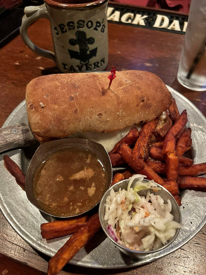 A sandwich so hearty it could have fueled the entire Continental Army. Those sweet potato fries are the perfect wingmen.