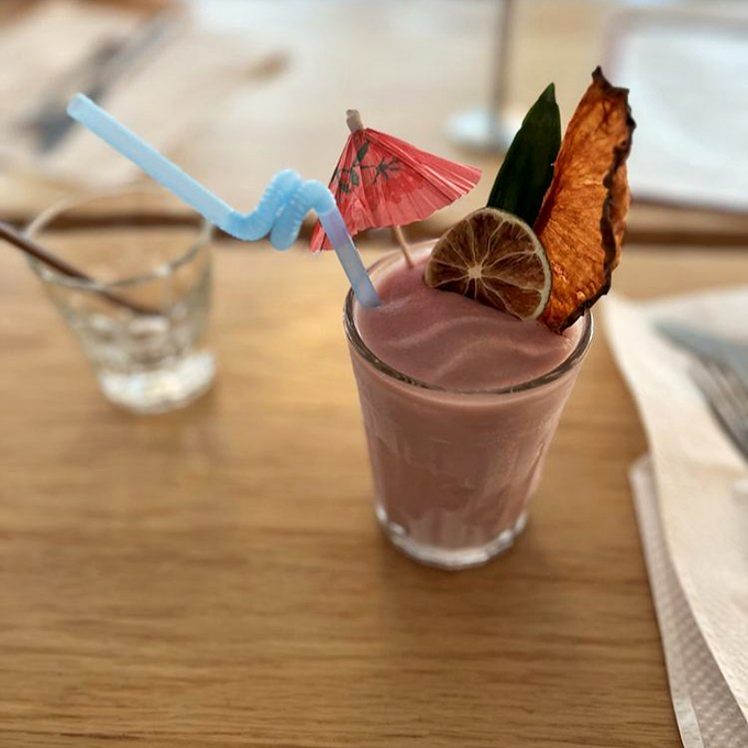 Who needs boring beverages when you can sip this tropical vacation in a glass? The paper umbrella isn't just cute&mdash;it's mandatory for full enjoyment.