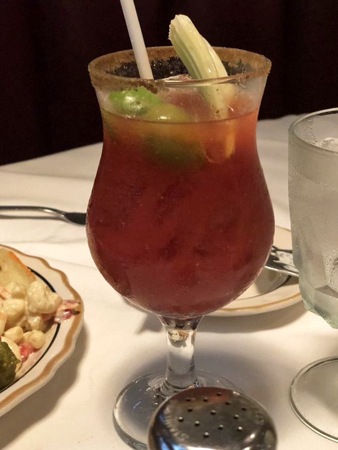 This isn't just a Bloody Mary &ndash; it's breakfast, appetizer, and cocktail in one gloriously garnished glass. The perfect companion to any steakhouse adventure.