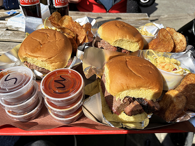 A spread of sandwiches and sides that turns an ordinary lunch into a celebration worthy of napkins, lots of napkins.