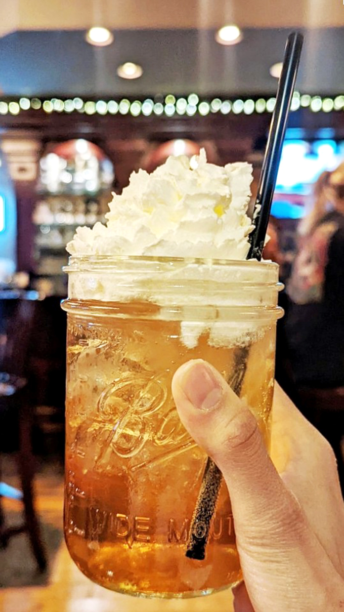 When a drink deserves its own Instagram account. This mason jar creation comes topped with enough whipped cream to make a dessert jealous.