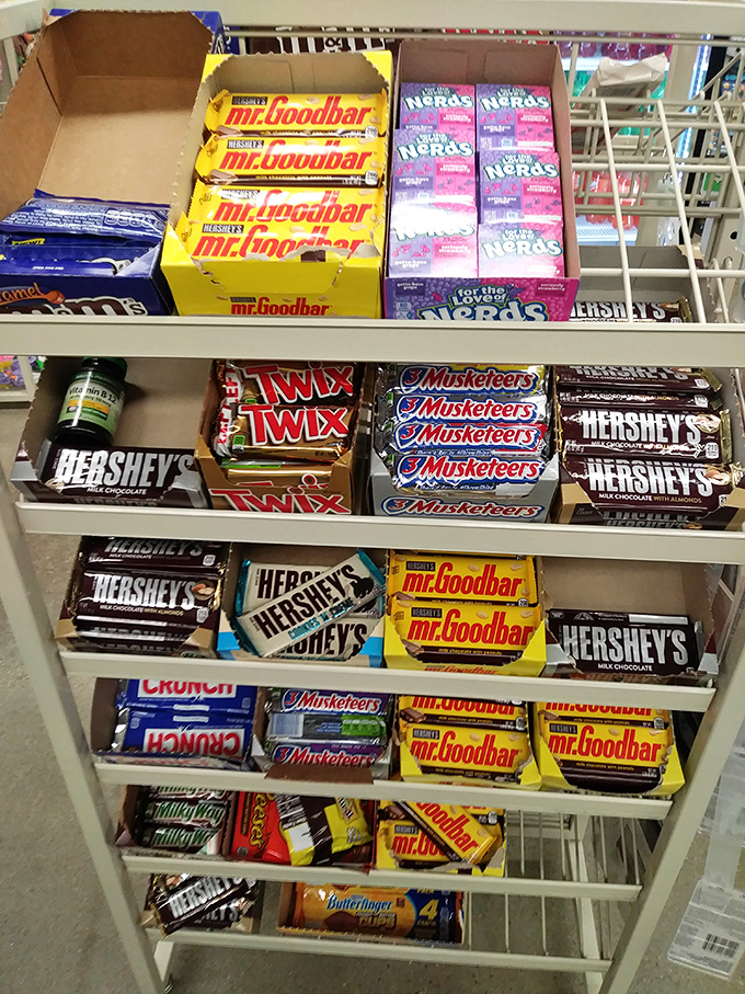 Candy displays that transform adults into kids again, minus the allowance limitations. Sweet freedom!