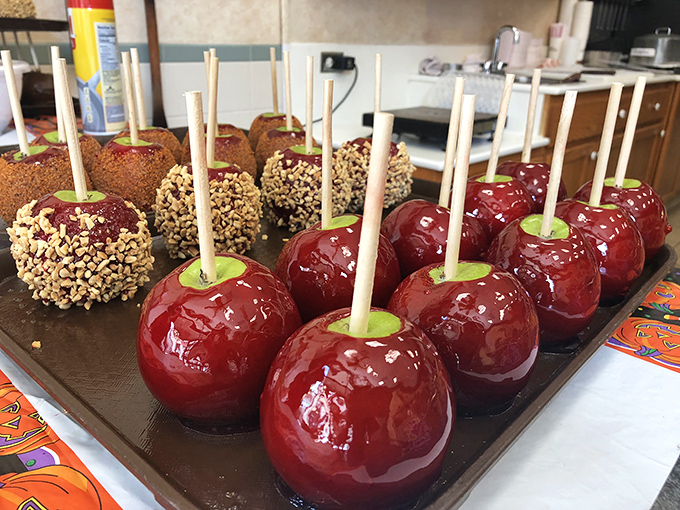 These glossy candy apples look too perfect to eat, but resistance is absolutely futile here. 