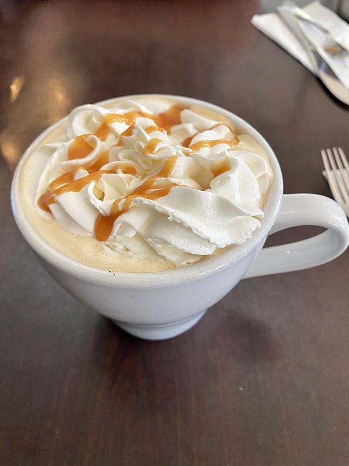 This caramel-crowned coffee creation isn't just a beverage&mdash;it's dessert with caffeine, a morning indulgence that makes alarm clocks worthwhile.