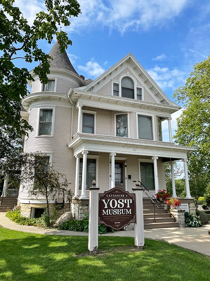 The Catherine Yost House Museum stands as a Victorian beauty queen, complete with the architectural equivalent of a fancy hat&mdash;that magnificent turret.