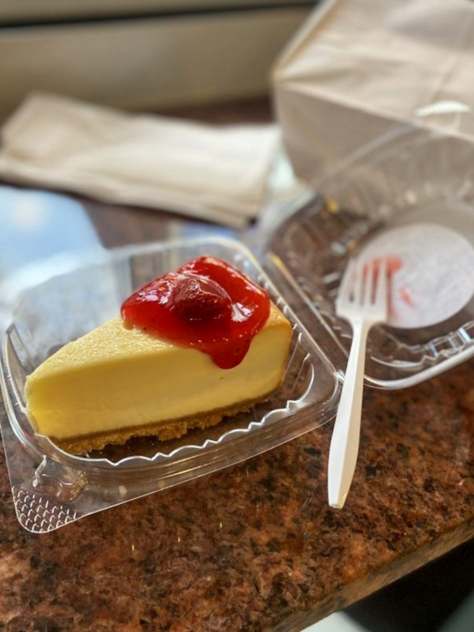 After the chicken storm comes the sweet calm. This cheesecake with strawberry topping is Harold's way of saying, "You deserve a happy ending."