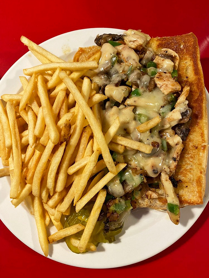 The Chicken Philly brings Pennsylvania pride to Nebraska plates. Those perfectly saut&eacute;ed peppers and mushrooms nestled against melted cheese are pure sandwich poetry.