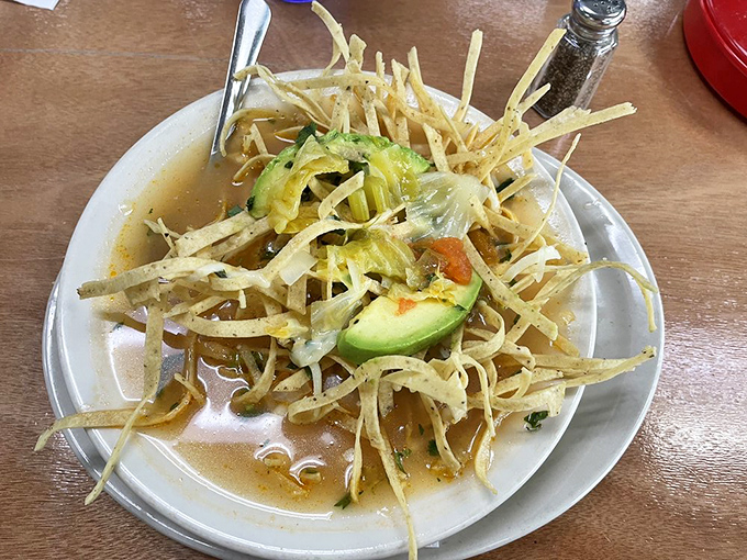 Tortilla soup that puts chicken noodle to shame. Those crispy tortilla strips are the supporting actors who steal the scene.