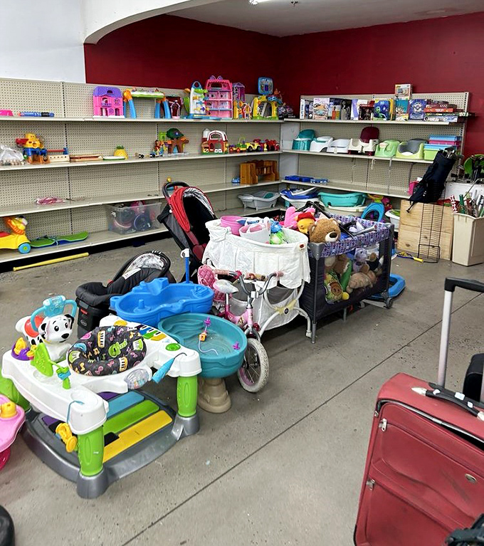 Toy section: where nostalgia meets practicality, and parents whisper "we had one just like this" while kids discover new treasures.