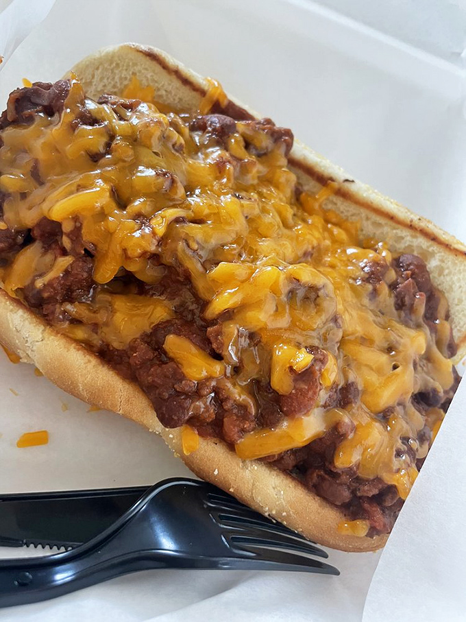 Chili cheese perfection that makes you forget about fancy dining. Sometimes the most honest food comes in the humblest packages.