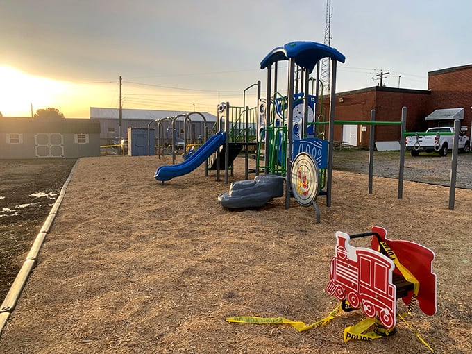 Simple pleasures for simple budgets—Harrington's playgrounds offer family entertainment without admission fees, membership costs, or complicated parking arrangements.