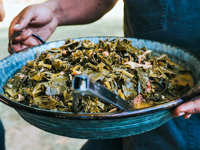 Collard greens that have clearly lived their best life&mdash;swimming in potlikker that contains more soul than a Motown greatest hits compilation.