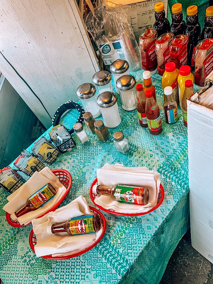 The condiment station stands ready like a painter's palette, offering the final touches to your breakfast masterpiece.