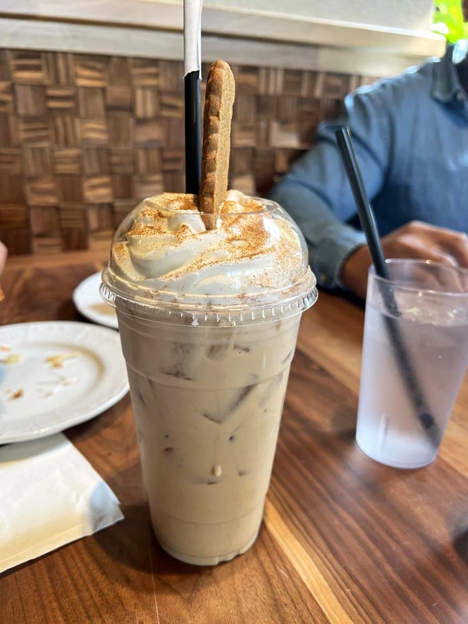 This isn't just iced coffee&mdash;it's a dessert masquerading as a beverage, complete with a cookie straw that renders plastic ones obsolete.