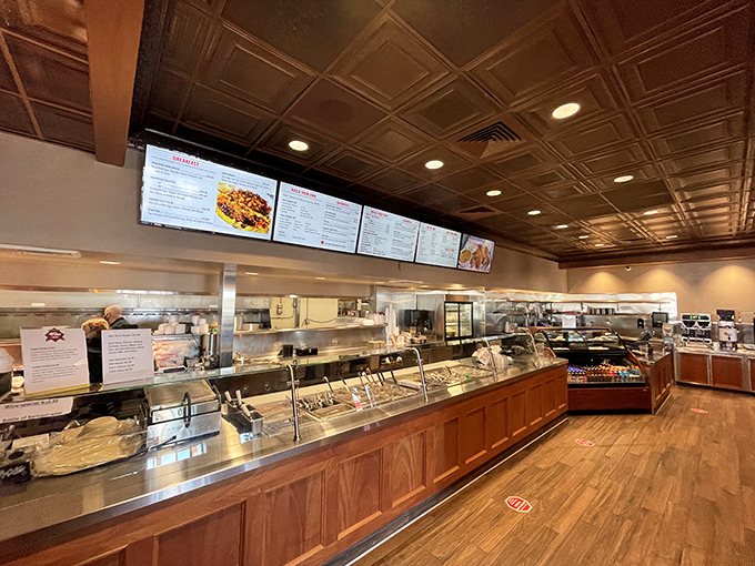 The serving line isn't just efficient &ndash; it's a testament to the art of feeding hungry travelers quickly without sacrificing an ounce of quality.