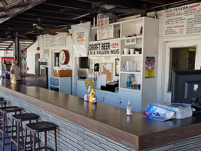 The counter where magic happens. No fancy digital displays or buzzers&mdash;just good people serving great food with the efficiency of a well-rehearsed orchestra.
