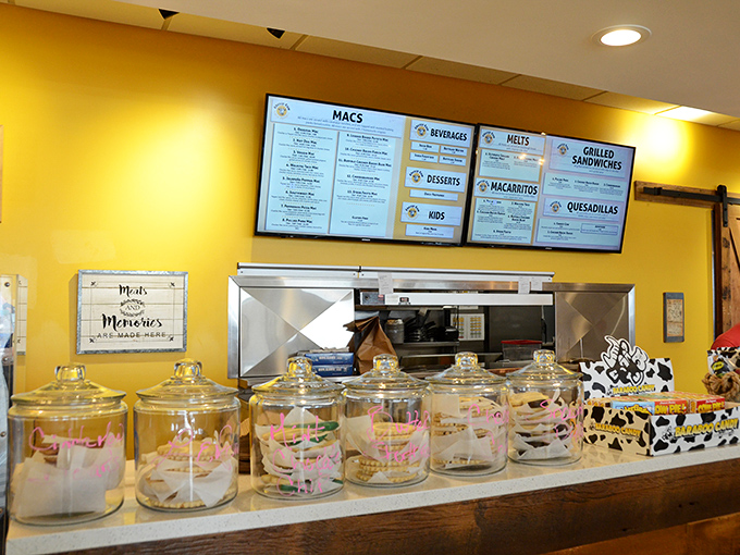 The ordering counter showcases jars of cookies &ndash; because apparently cheese isn't the only way they know how to tempt you.