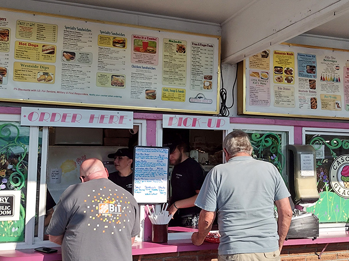 Order here, pick up there&mdash;the simple choreography of drive-in dining that's been perfecting the art of fast-but-not-too-fast food for generations.