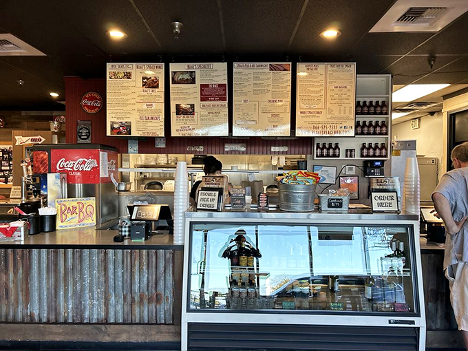 The counter showcases the operation's heart, where orders become edible works of smoky art. 