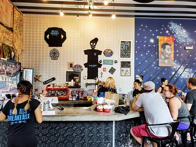 The counter offers front-row seats to the breakfast action, where regulars and first-timers alike gather for their morning ritual.