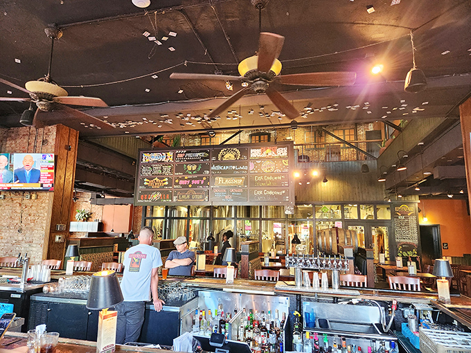 The bar area &ndash; where decisions between Flagship IPA and Pyotr's Imperial Stout create the kind of problems you actually want to have.