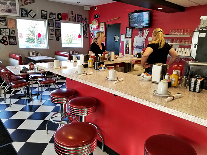 Counter seating: where solo diners become regulars and the coffee flows as freely as the conversation.