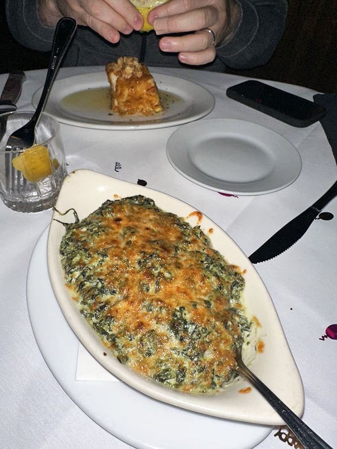 Creamed spinach so decadent it should count as both a vegetable and a dessert. Popeye would approve, then immediately order seconds.