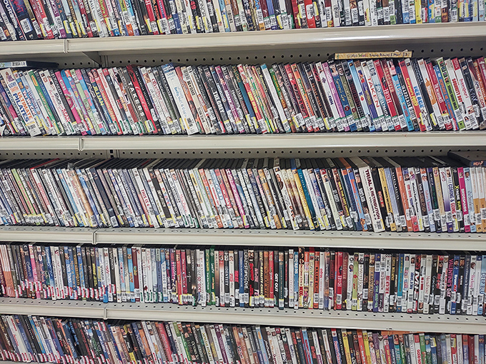 The DVD section rivals extinct video stores, offering cinematic journeys for less than the price of streaming service popcorn.