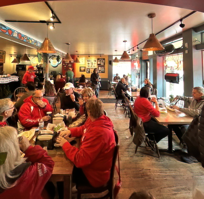 A sea of scarlet-clad Buckeye fans fueling up before the game &ndash; this is what Saturday in Columbus looks like when you're doing it right.