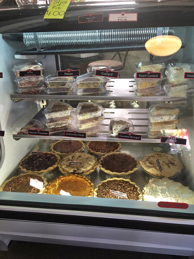 The pie case showcases German chocolate, pecan, and custard creations that would make your grandmother simultaneously proud and jealous.