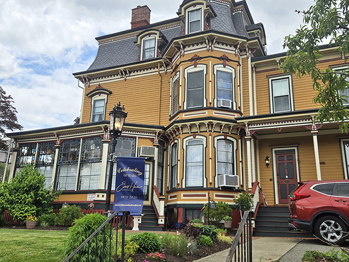 This magnificent Victorian bed and breakfast showcases the architectural splendor of a bygone era. Gingerbread trim and wraparound porches never go out of style in Hackettstown.