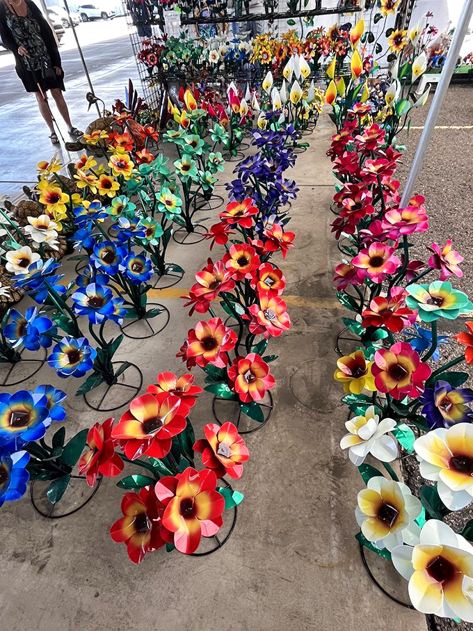 A rainbow garden that never needs watering—these metal blooms offer perpetual springtime for even the most notorious plant killers.