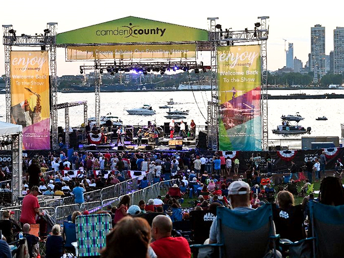 Free waterfront concerts bring Camden's community together, where music, river breezes, and Philadelphia's skyline create memories that cost nothing but time.