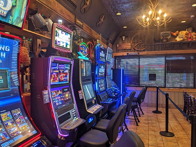 The gaming area proves that Gemato's understands the importance of having something to do while you digest enough meat to hibernate.