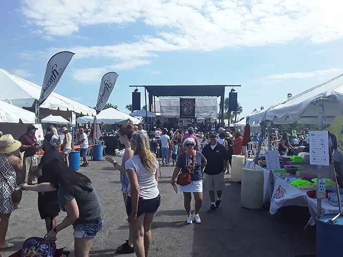 The Shrimp Festival transforms parking lots into culinary carnivals where the star attraction has spent its life in local waters.