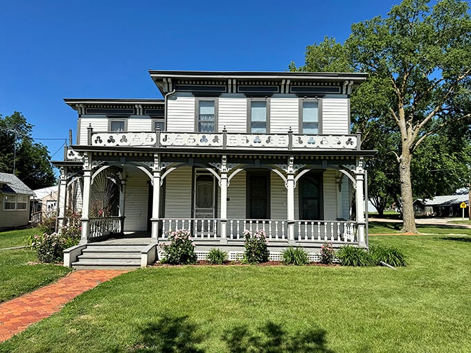The J.L. Miner House flaunts its Victorian splendor with the confidence of a building that's seen a century of history unfold from its porch.