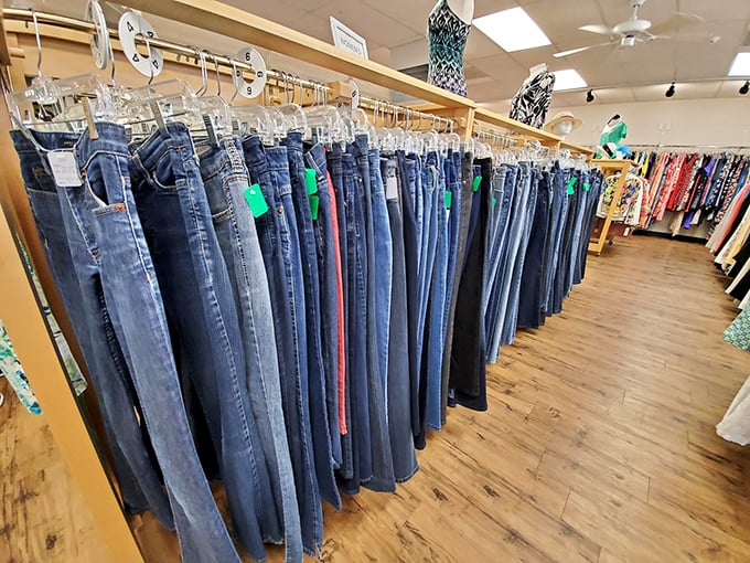 The denim selection rivals any mall store, minus the pumped-in fragrance and heart-stopping price tags. Jean therapy at its finest!