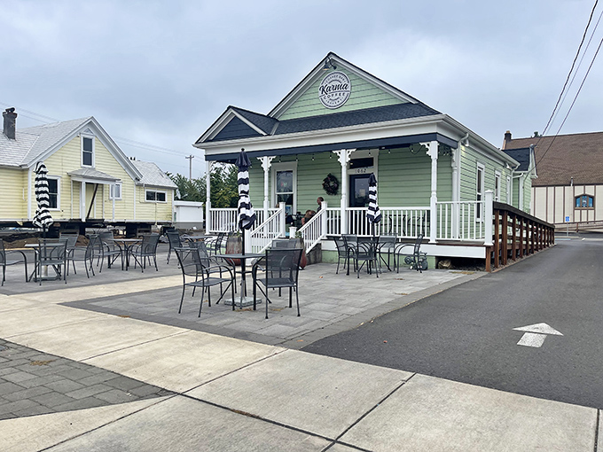 Karma Coffee Bar's charming mint-green cottage serves up espresso drinks that rival big-city caf&eacute;s without the big-city price tags.