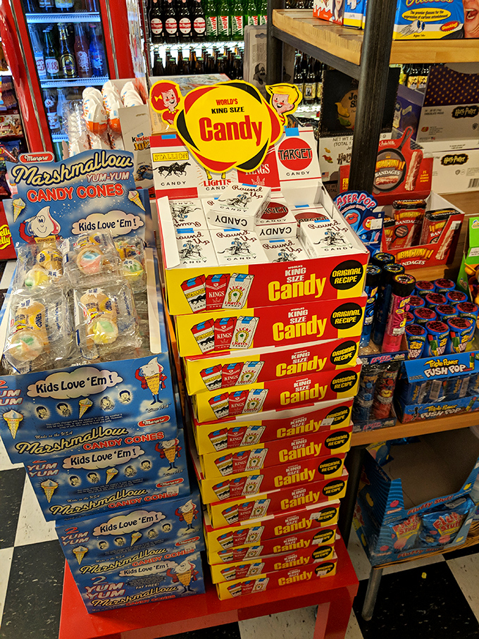 World's largest gummy bear stands sentinel, five pounds of jiggly sweetness that's either a week's worth of dessert or the ultimate dare for sugar enthusiasts.