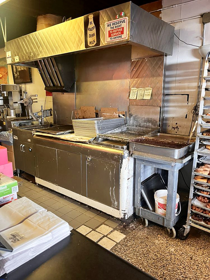 The battle station where donut magic happens. Not fancy, not shiny, just perfectly functional&mdash;like the best kitchen equipment should be.