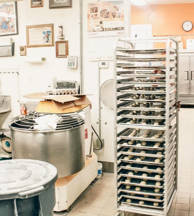 Behind the scenes where the magic happens&mdash;racks of dough waiting to become memories for lucky customers.