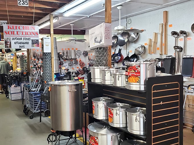 Kitchen Solutions indeed! Enough stainless steel to outfit a restaurant or simply impress your in-laws at the next family gathering.