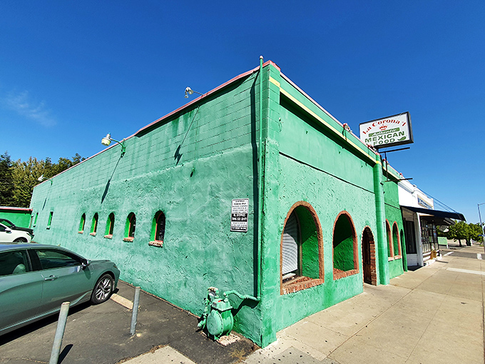 La Corona's vibrant green exterior promises authentic Mexican flavors without the tourist markup&mdash;affordable culinary vacation in every bite.