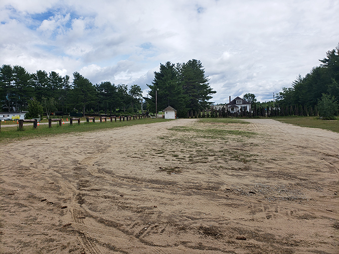 The calm before the bargain storm—this empty field will soon transform into a bustling marketplace of possibilities.