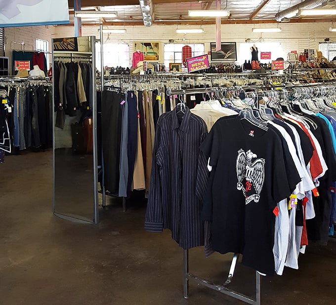 The men's department offers everything from casual tees to office-ready button-downs. That perfect blazer is always hiding somewhere.