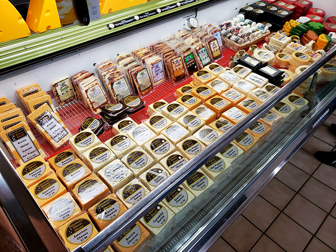 A United Nations of cheese varieties peacefully coexisting behind glass&mdash;from mild-mannered youngsters to sharp-tongued elders with attitude.