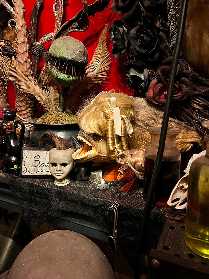 What happens when dollhouses and science experiments collide? This unsettling vignette featuring a doll's head proves imagination knows no bounds.