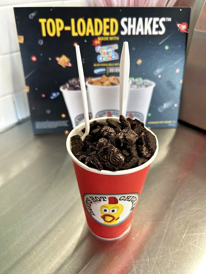 This isn't just a milkshake&mdash;it's strategic planning. Nothing combats chicken-induced heat like a mountain of Oreos in cold, creamy dairy.