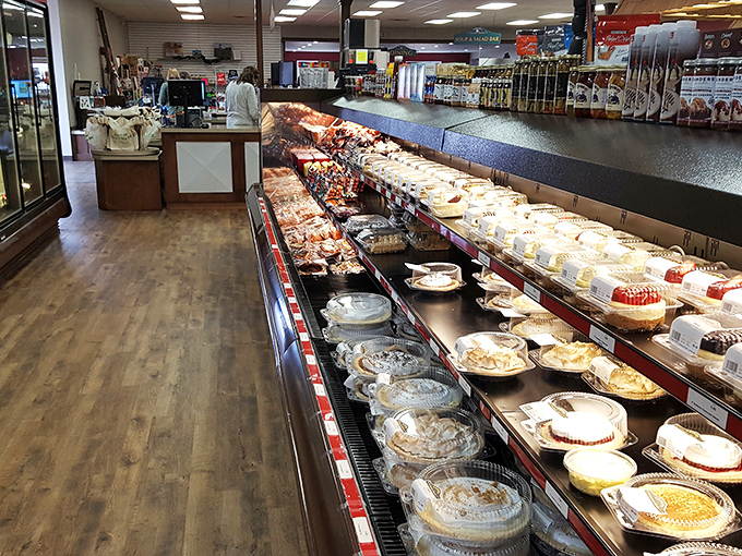 The dessert case stretches toward infinity. Heaven might have pearly gates, but Yoder's has perfectly flaky pies.