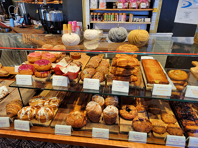 The pastry case&mdash;where willpower goes to die a delicious death. Each perfectly arranged treat whispers sweet promises that are impossible to resist.